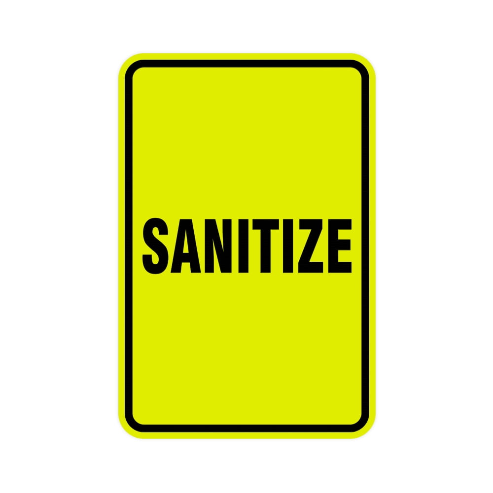 Portrait Round Sanitize Sign (Yellow / Black) - Small 4" x 6" - Walmart.com