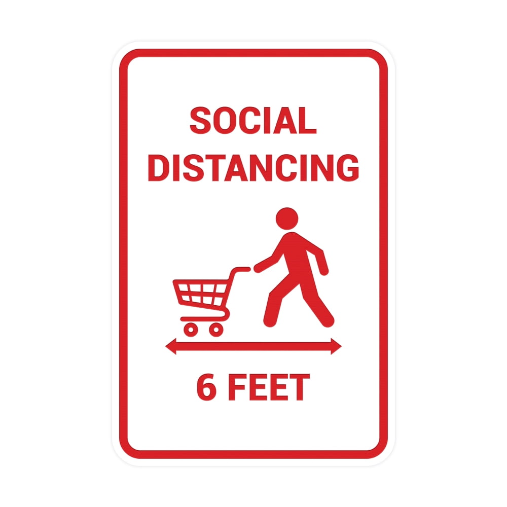 Portrait Round Social Distancing 6 Feet Sign (White/Red) - Large ...