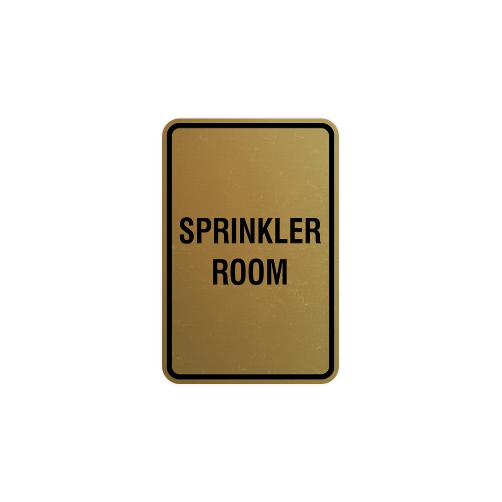 Portrait Round Sprinkler Room Sign (Brushed Gold) - Large 6" x 8 ...