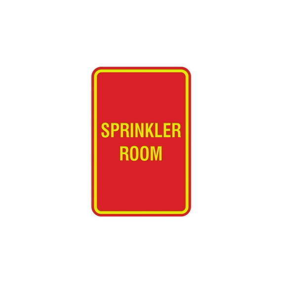 Portrait Round Sprinkler Room Sign (Red/Yellow) - Large 6" x 8 ...
