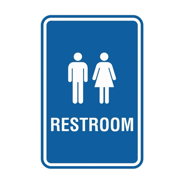 Portrait Round Unisex Restroom Sign (Blue) - Small 4" x 6" - Walmart.com
