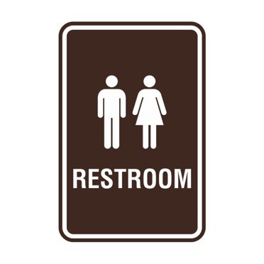Oval Restrooms Left Arrow Sign (Black /Gold) - Small 2x5" - Walmart.com