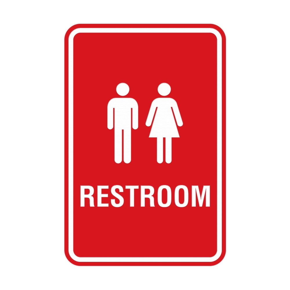Portrait Round Unisex Restroom Sign (Red) - Large 6" x 8" - Walmart.com