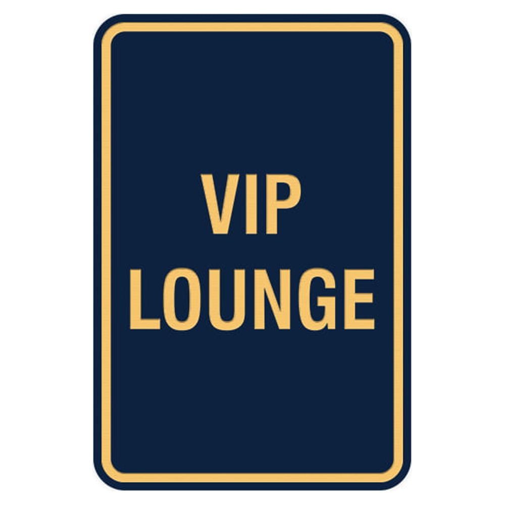 Portrait Round Vip Lounge Sign (Navy Blue/Gold) - Small 4" x 6 ...