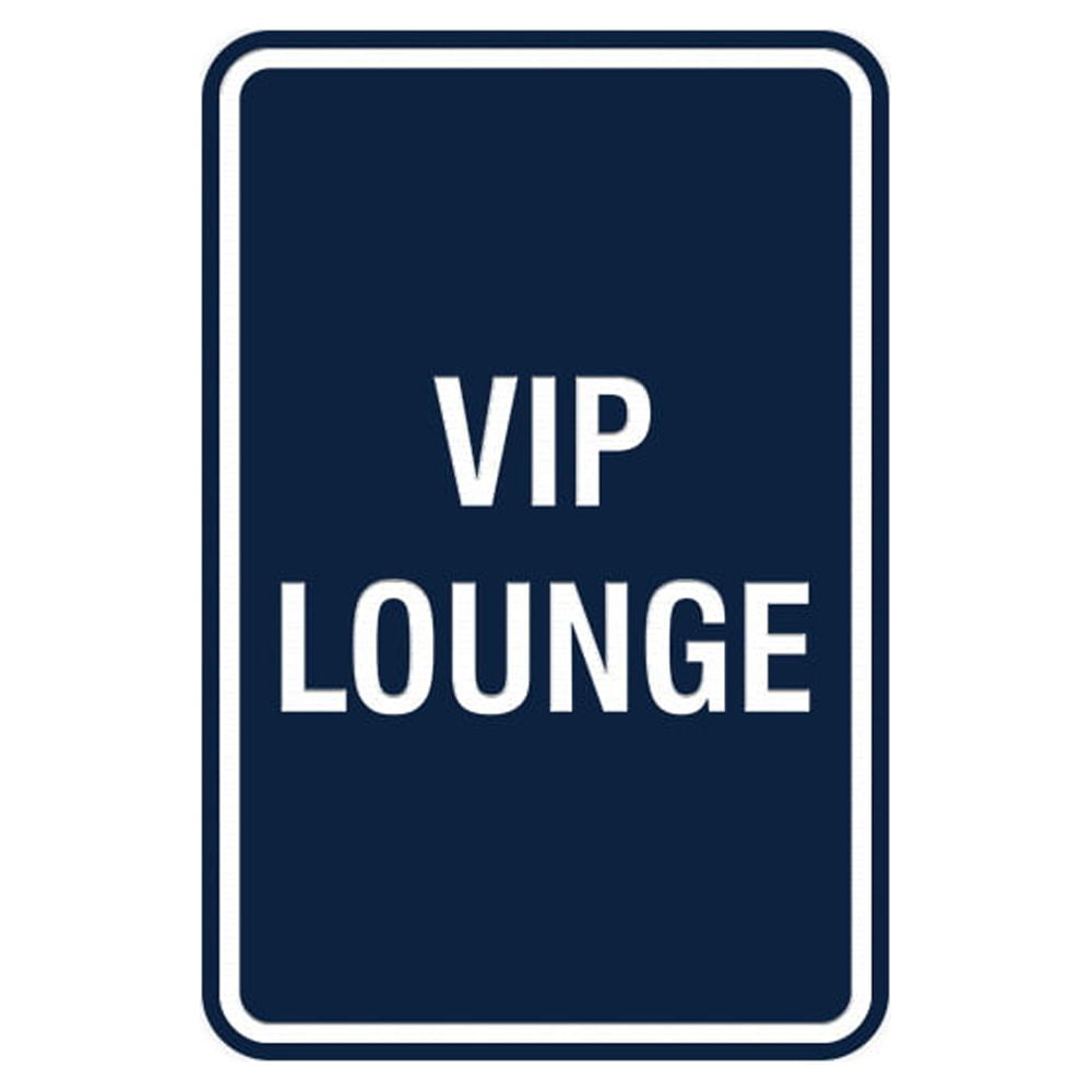 Portrait Round Vip Lounge Sign (Navy Blue / White) - Small 4" x 6 ...