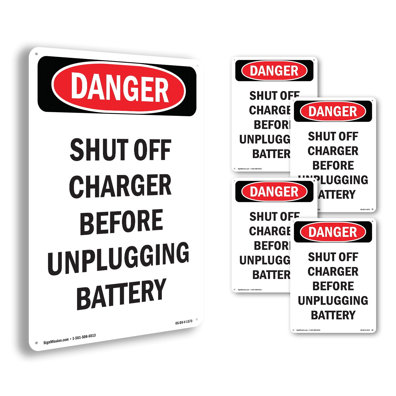 Portrait Shut Off Charger Before Unplugging OSHA Danger Aluminum Sign ...