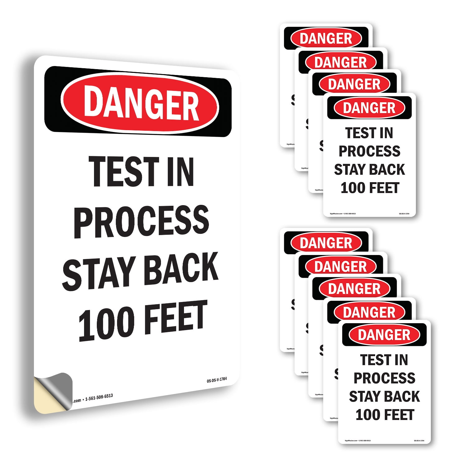 Portrait Test In Process Stay Back 100 Feet OSHA Danger Vinyl Decal ...