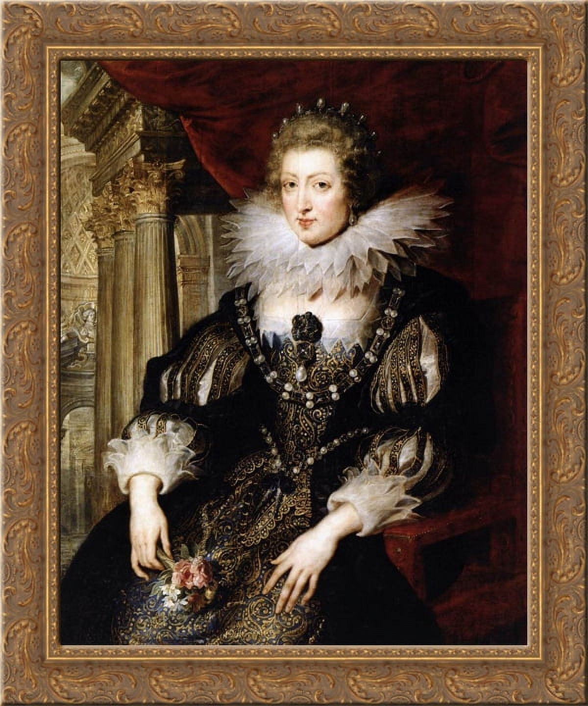Portrait of Anne of Austria 24x20 Gold Ornate Wood Framed Canvas Art by ...