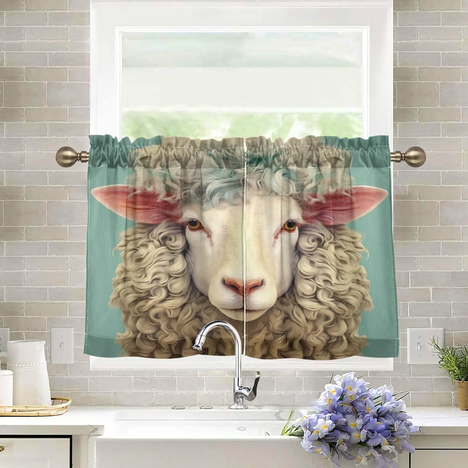 Portrait of Antelope Half Window Tier Curtains 36 Inch Blackout Thermal ...