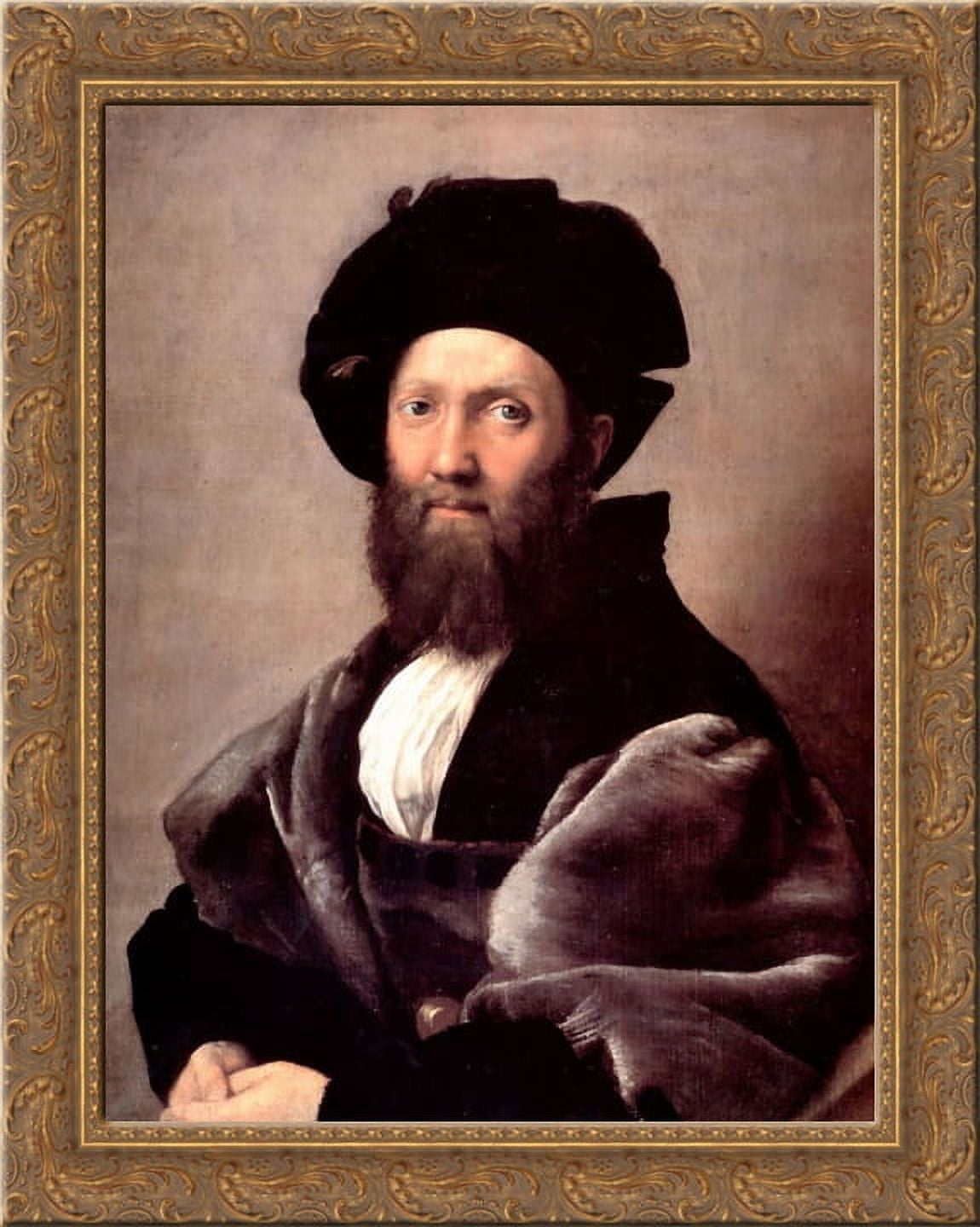 Portrait of Baldassare Castiglione 20x24 Gold Ornate Wood Framed Canvas ...