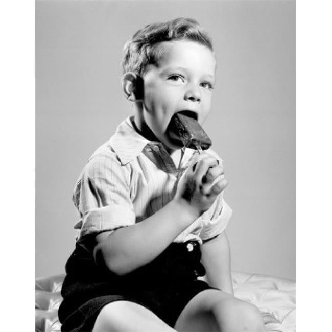 Portrait of Boy Eating Popsicle Poster Print - 18 x 24 in. - Walmart.com