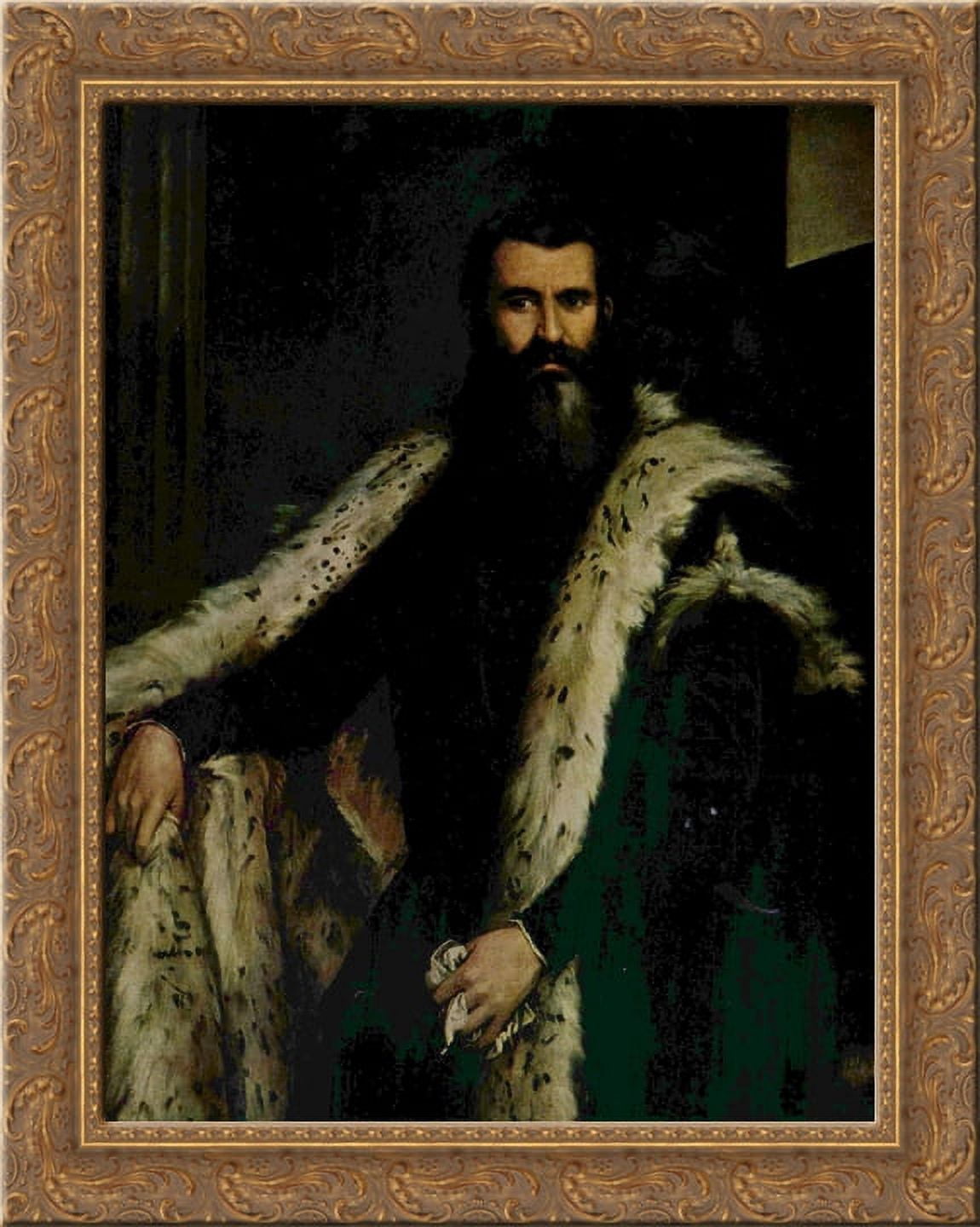 Portrait of Daniele Barbaro 24x20 Gold Ornate Wood Framed Canvas Art by ...