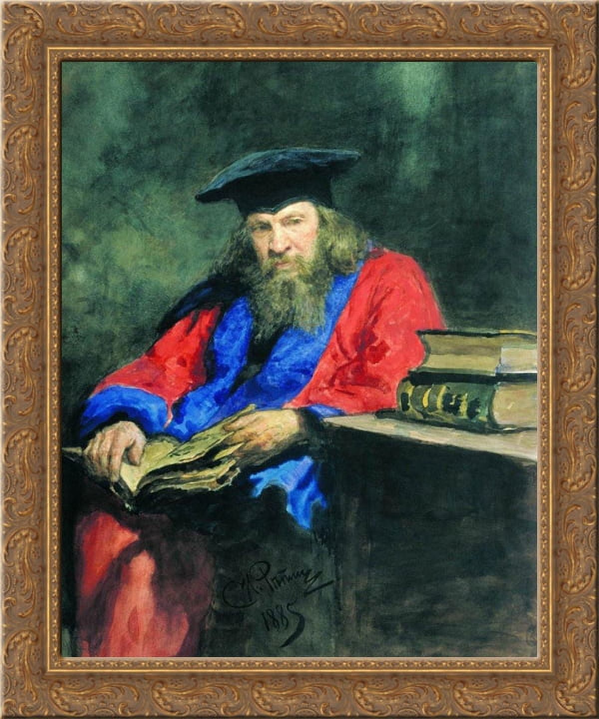 Portrait of Dmitry Mendeleev 20x24 Gold Ornate Wood Framed Canvas Art ...