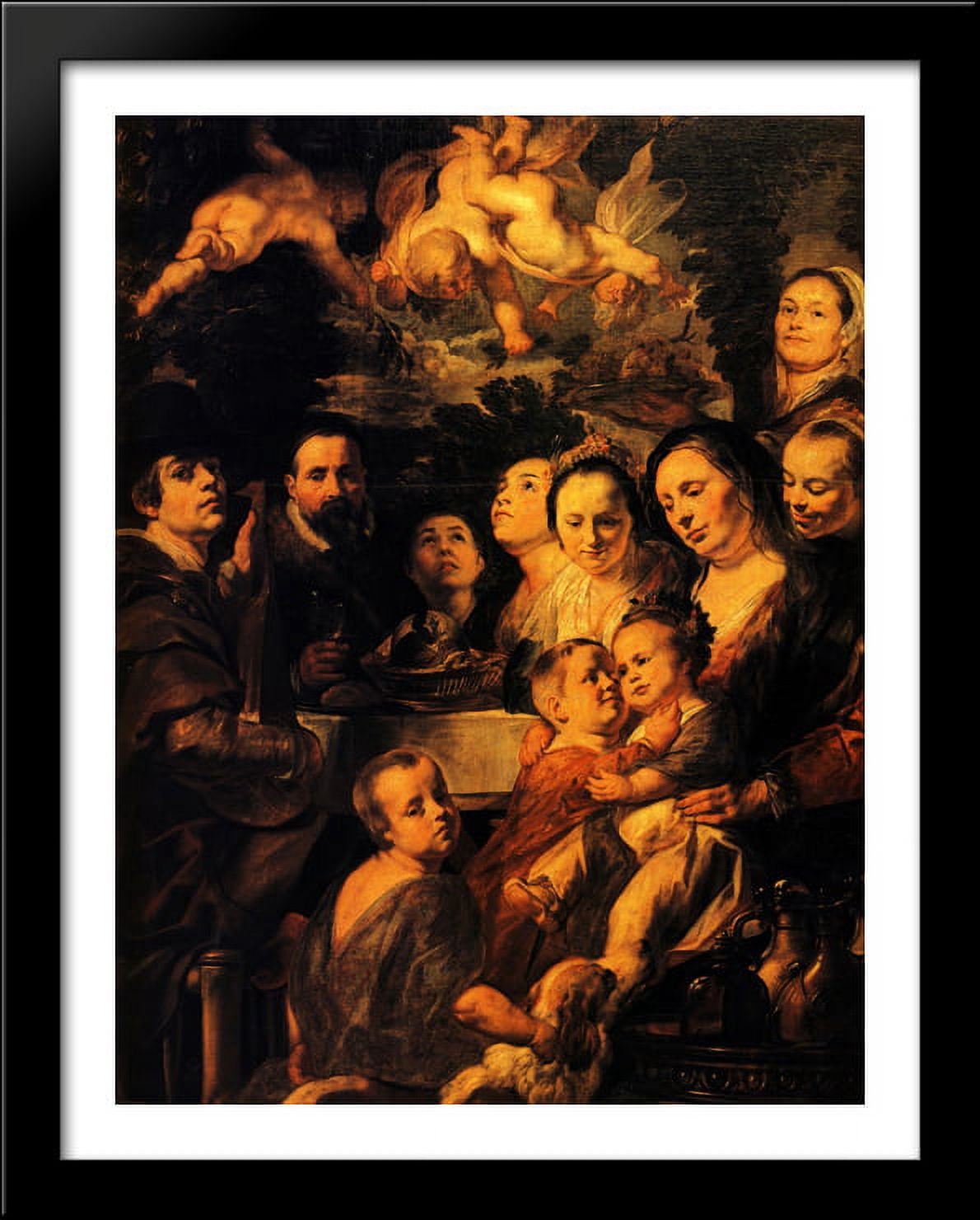 Portrait of Jordaens family 28x36 Large Black Wood Framed Print Art by ...