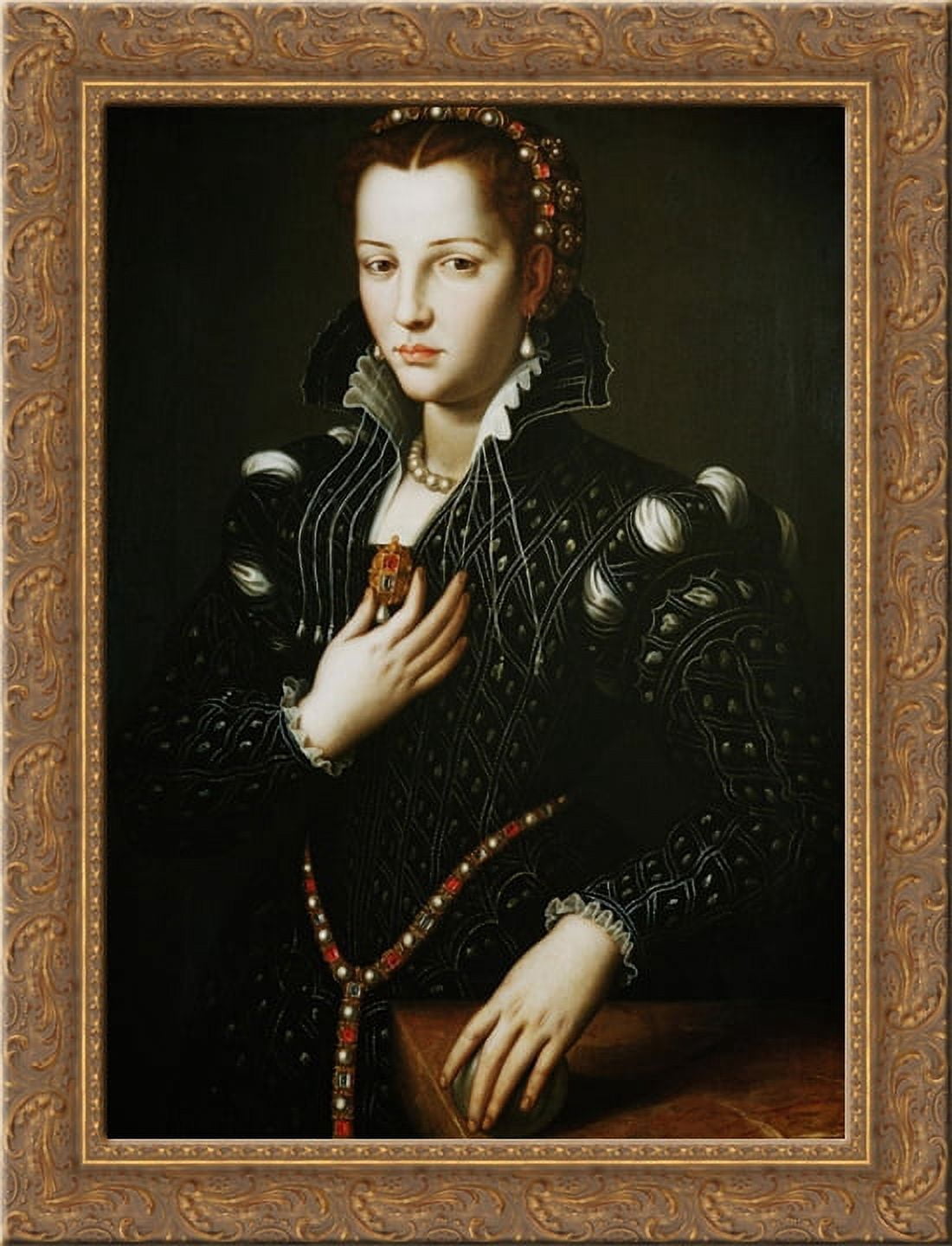Portrait of Lucrezia de' Medici 24x18 Gold Ornate Wood Framed Canvas ...