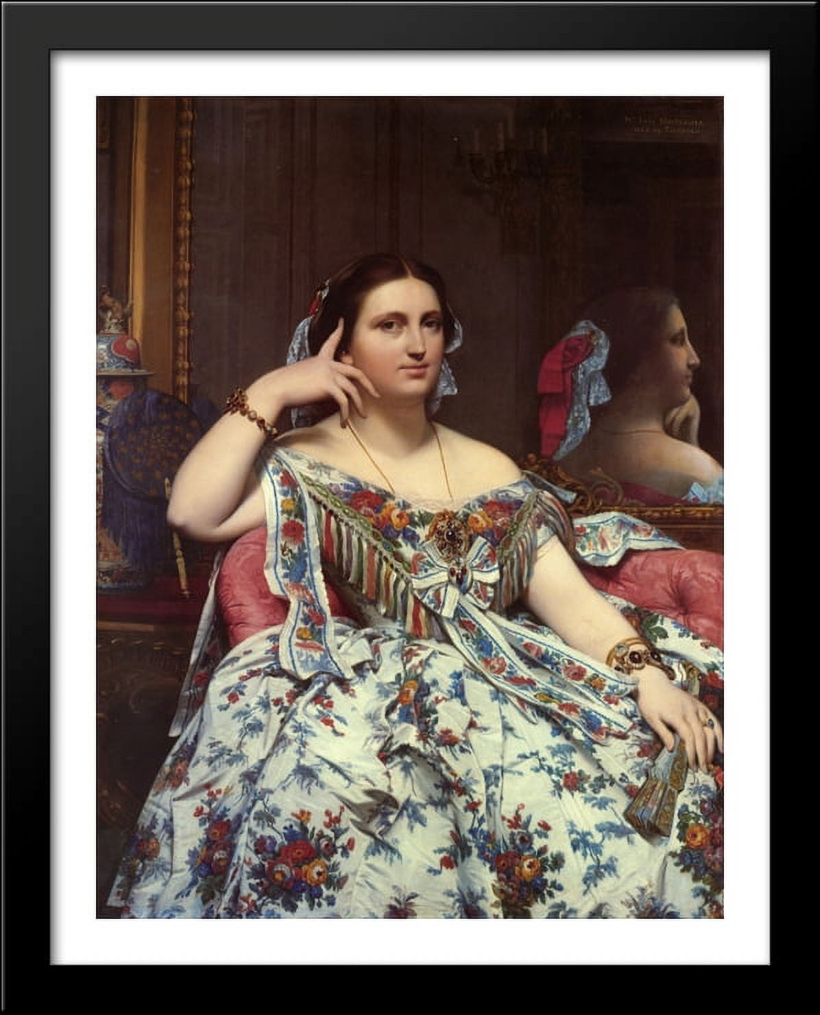 Portrait of Madame Moitessier Sitting 28x36 Large Black Wood Framed ...