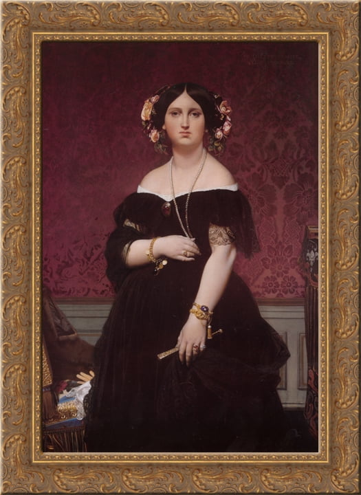 Portrait of Madame Moitessier Standing 24x18 Gold Ornate Wood Framed ...