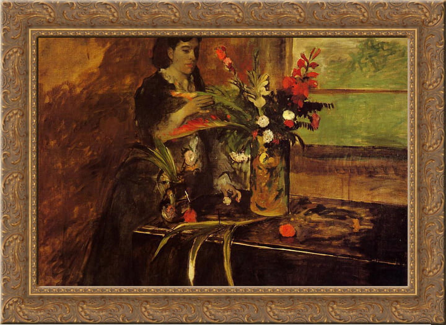 Portrait of Mme. Rene De Gas, born Estelle Musson 24x18 Gold Ornate ...