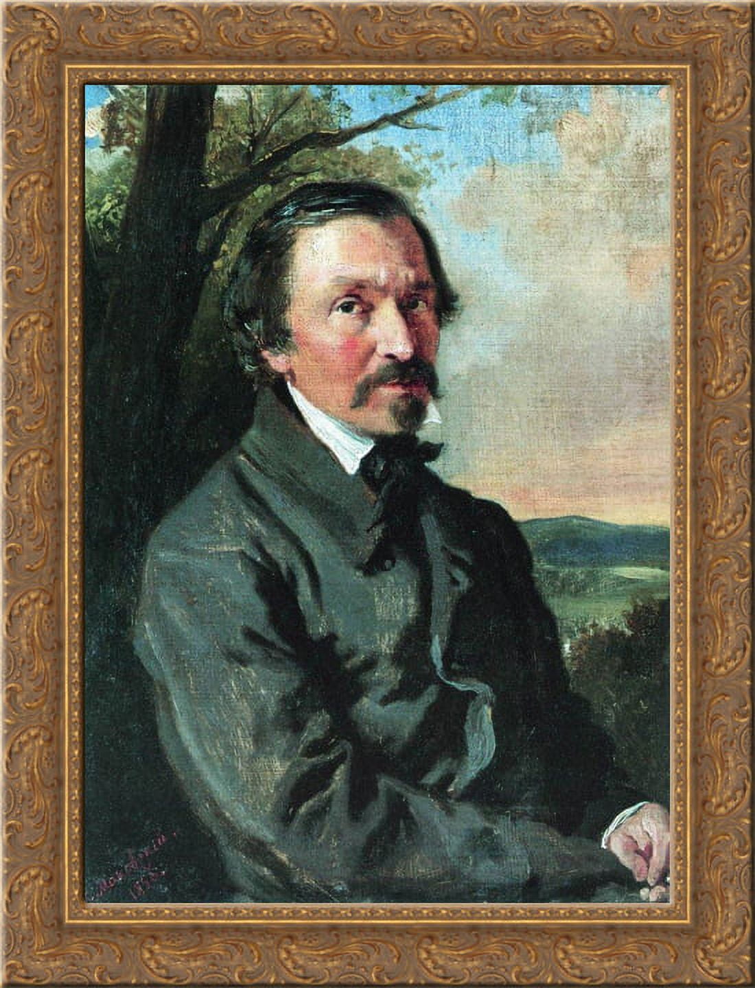 Portrait of Nikolay Nekrasov 20x24 Gold Ornate Wood Framed Canvas Art ...