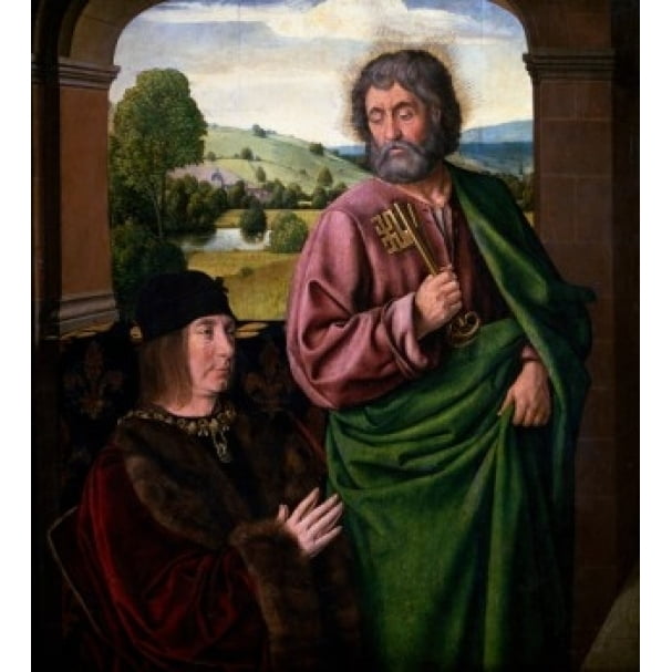 Portrait of Pierre II Duke of Bourbon with Saint Peter by Jean Hey Circa 1492-1493 France Paris ...