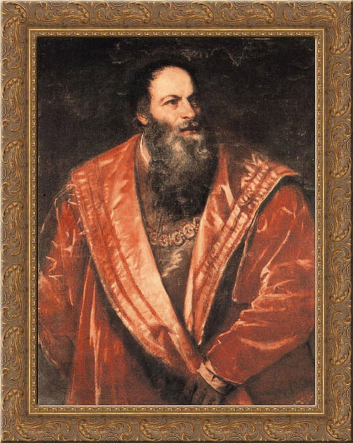 Portrait of Pietro Aretino 20x24 Gold Ornate Wood Framed Canvas Art by Titian - Walmart.com