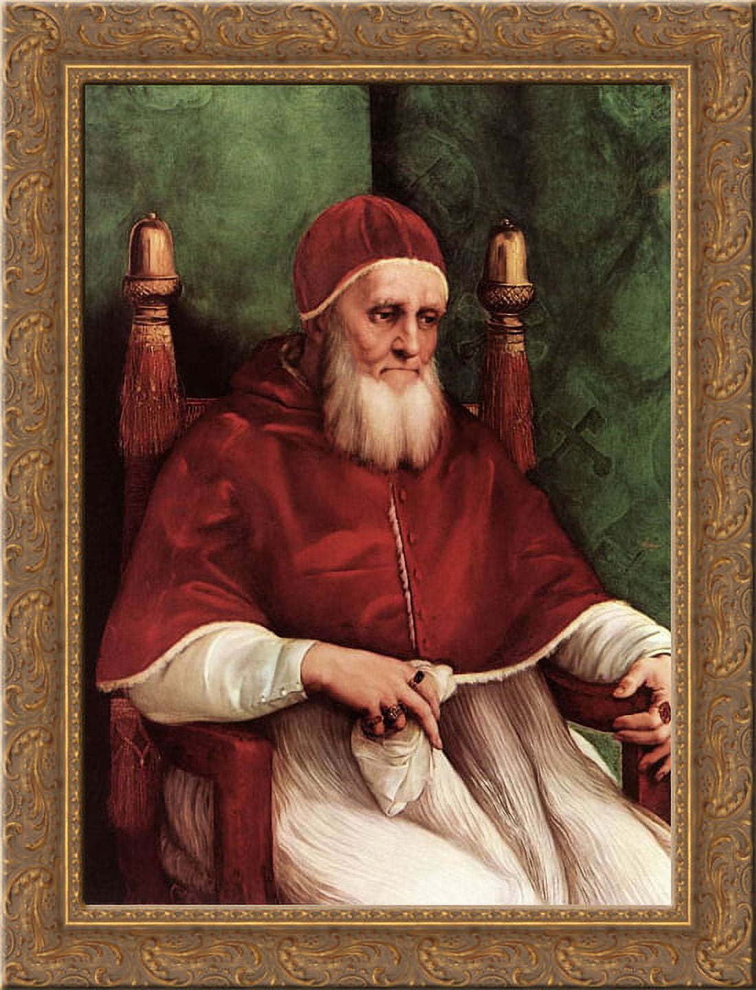 Portrait of Pope Julius II 20x24 Gold Ornate Wood Framed Canvas Art by ...