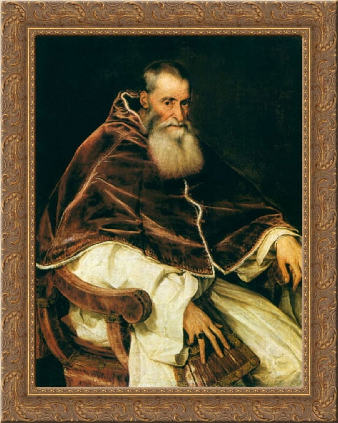 Portrait of Pope Paul III 20x24 Gold Ornate Wood Framed Canvas Art by ...