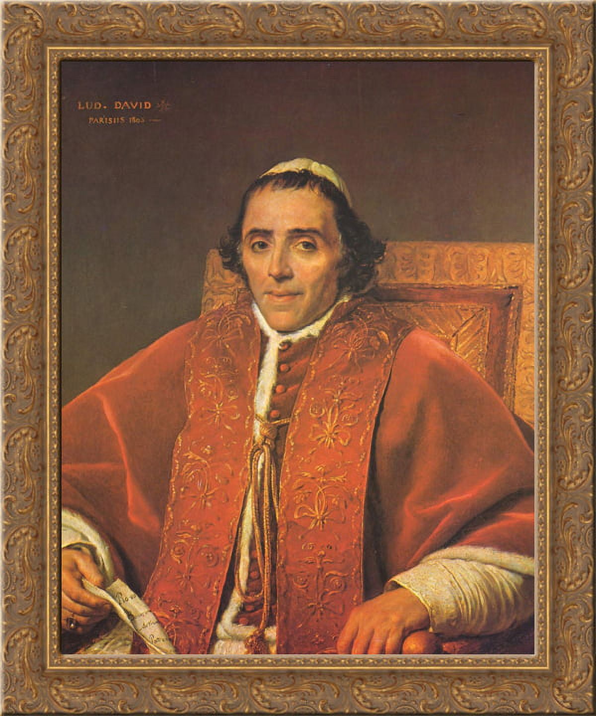 Portrait of Pope Pius VII 24x20 Gold Ornate Wood Framed Canvas Art by ...