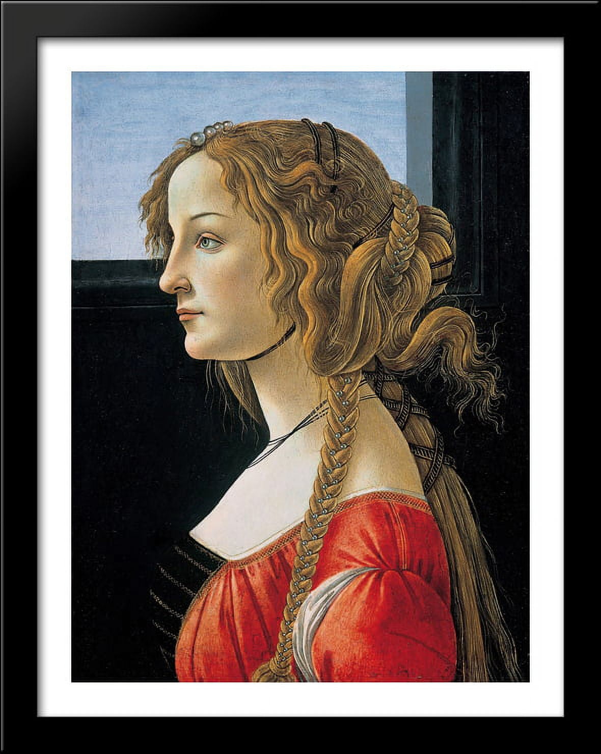 Portrait of Simonetta Vespucci 28x36 Large Black Wood Framed Print Art ...