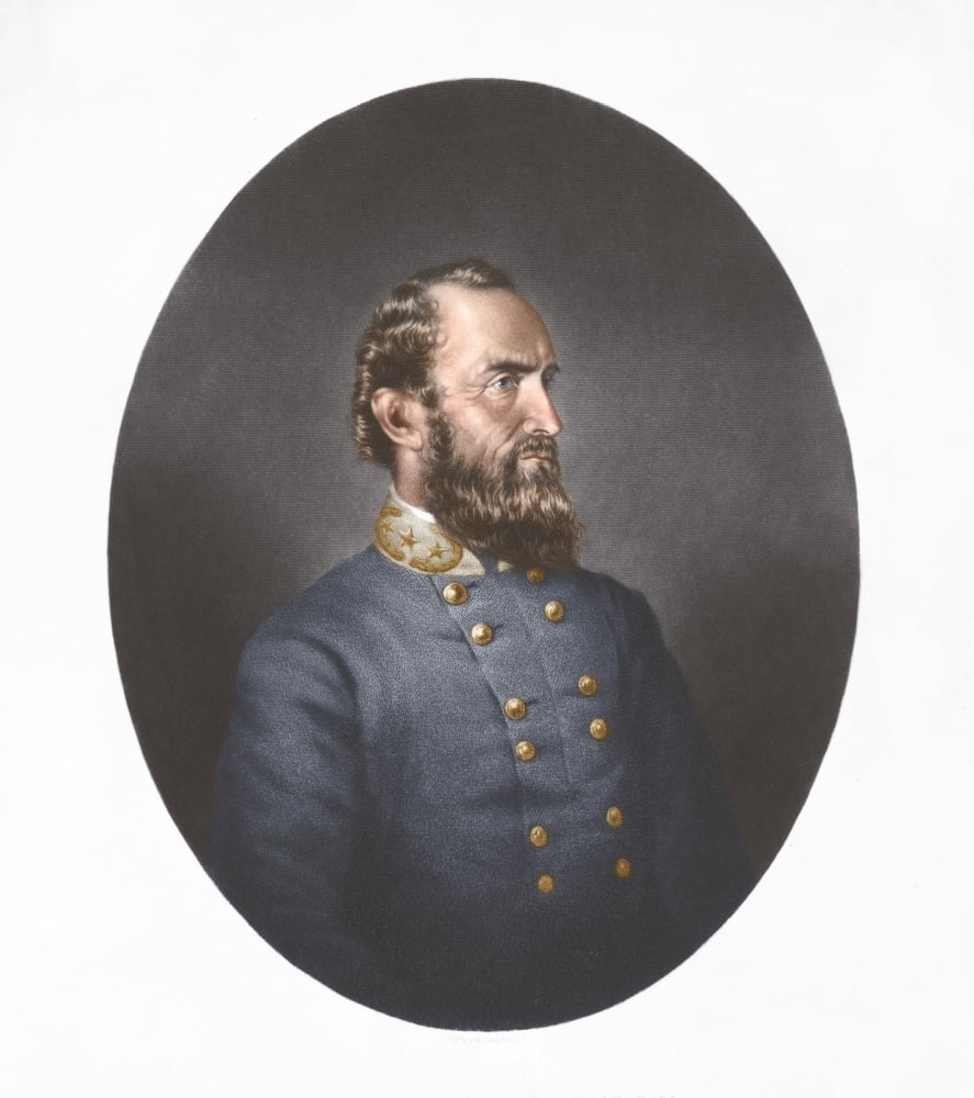 Portrait of Thomas Stonewall Jackson wearing a blue tunic. Poster Print ...