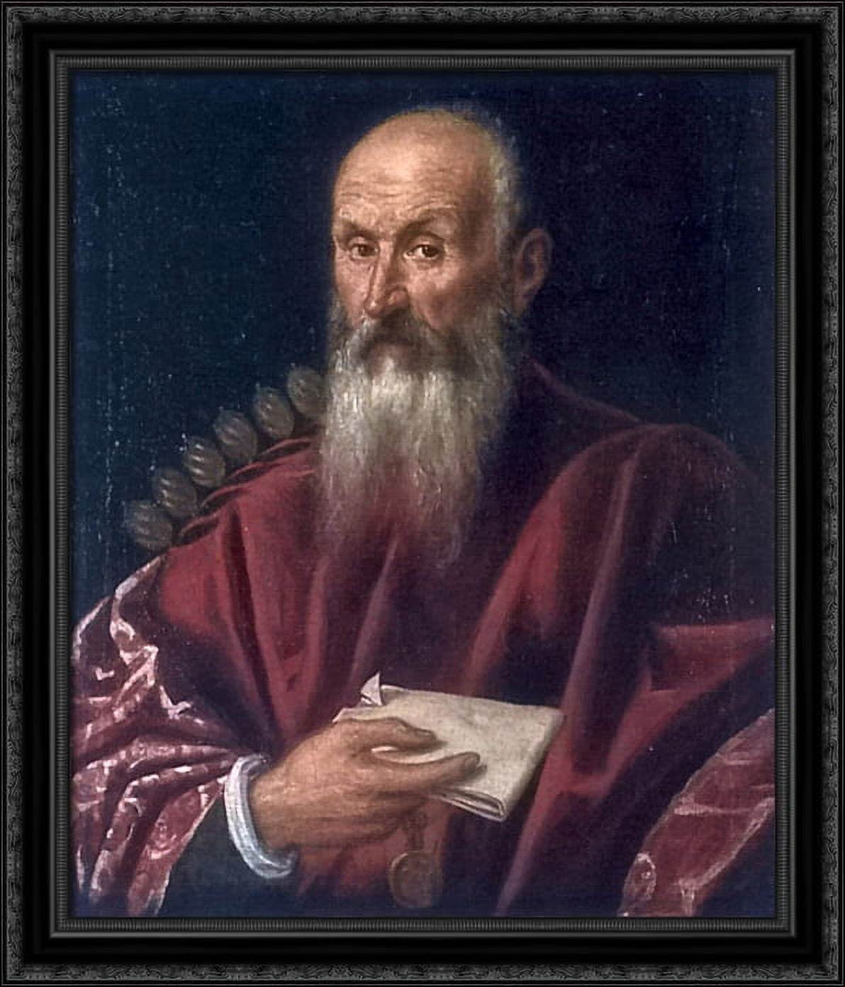 Portrait of a Doge 28x32 Large Black Ornate Wood Framed Canvas Art by ...