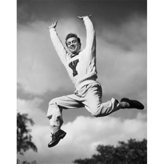 Portrait of a Male Cheerleader Jumping & Cheering Poster Print - 18 x ...