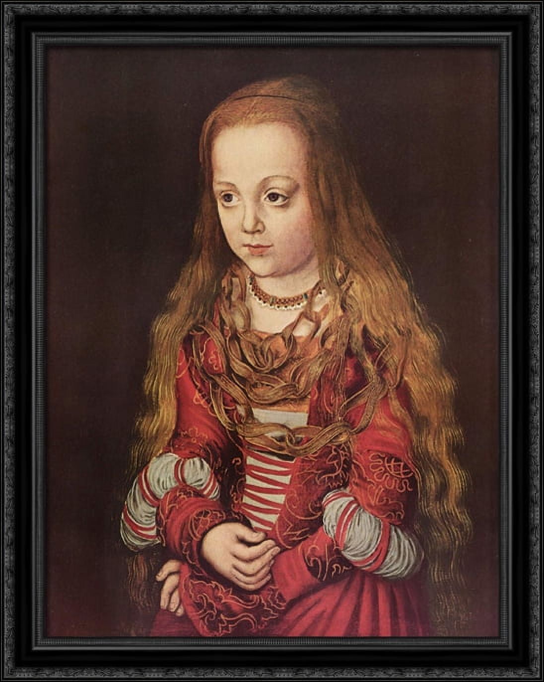 Portrait of a Saxon Princess 28x34 Large Black Ornate Wood Framed ...