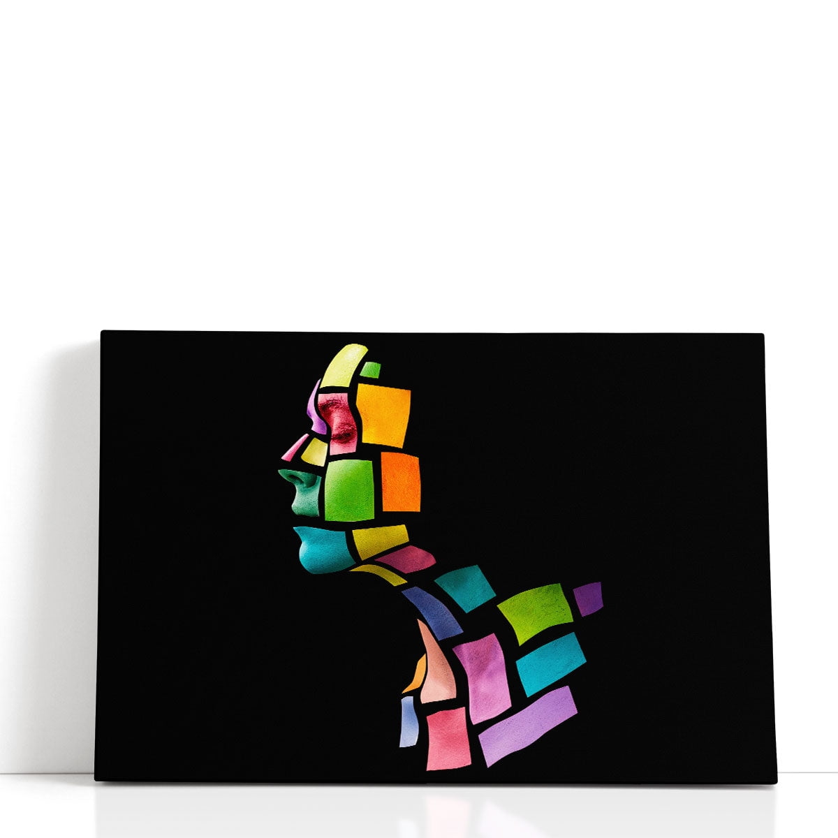 Portrait of a Young Woman in the Shape of Colored Squares - Wrapped ...