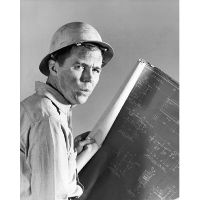 Portrait of a male architect holding a blueprint Poster Print (18 x 24 ...