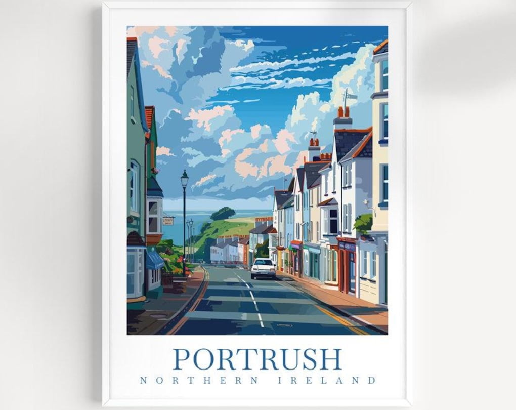 Portrush Travel Poster Portrush Print Northern Ireland Art Print ...