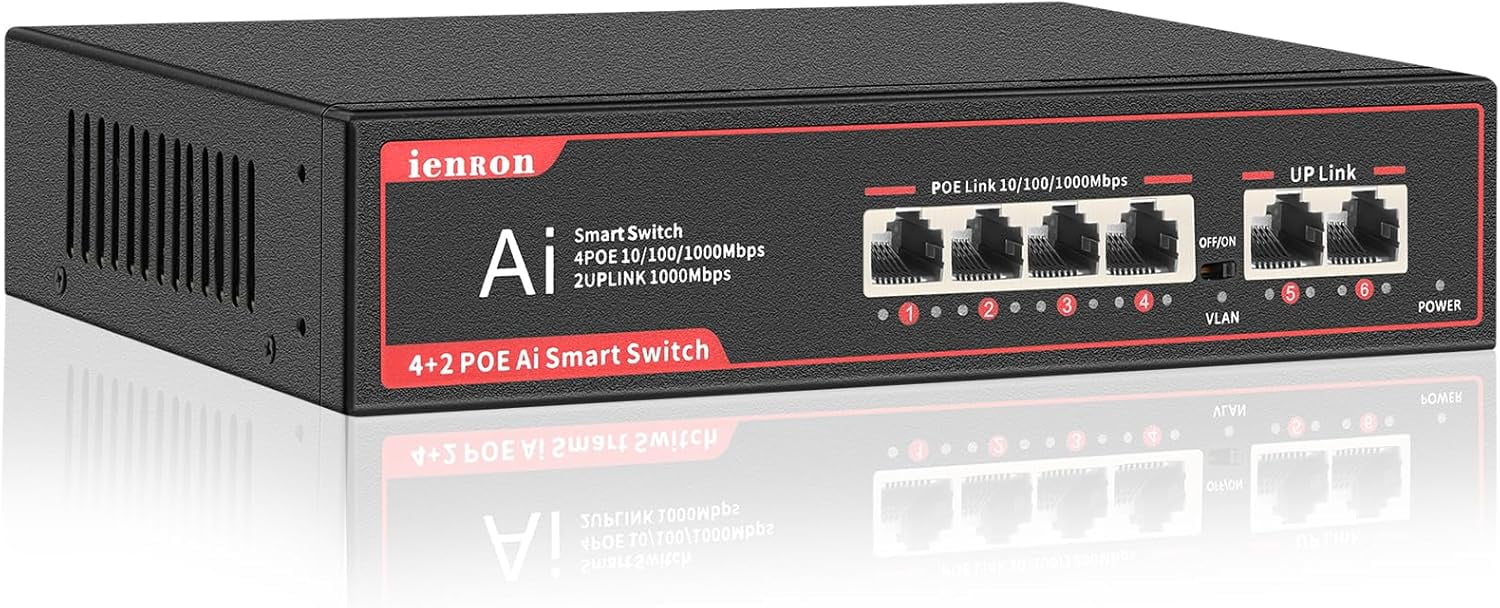 Ports Ethernet Switch Unmanaged, 4 PoE Ports Gigabit+2 Ports Gigabit ...