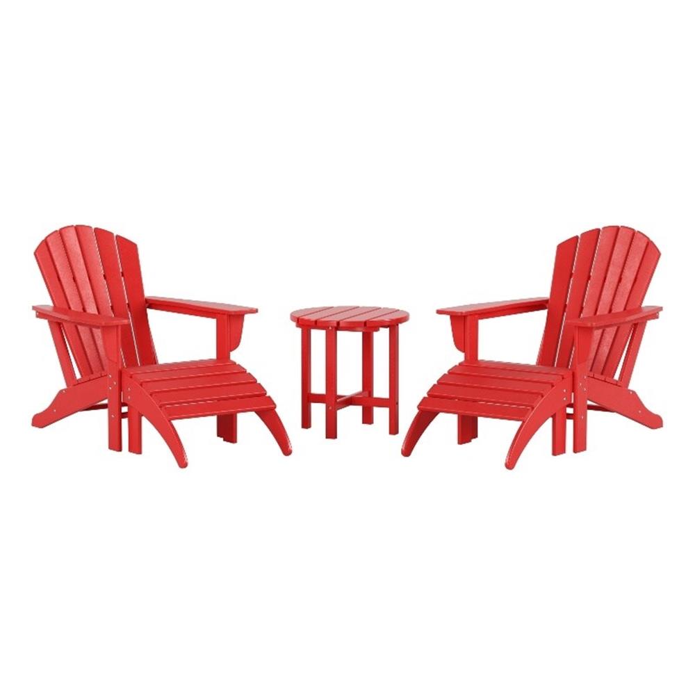 Portside 5-Piece Set Classic Adirondack Chair with Ottoman and Round ...