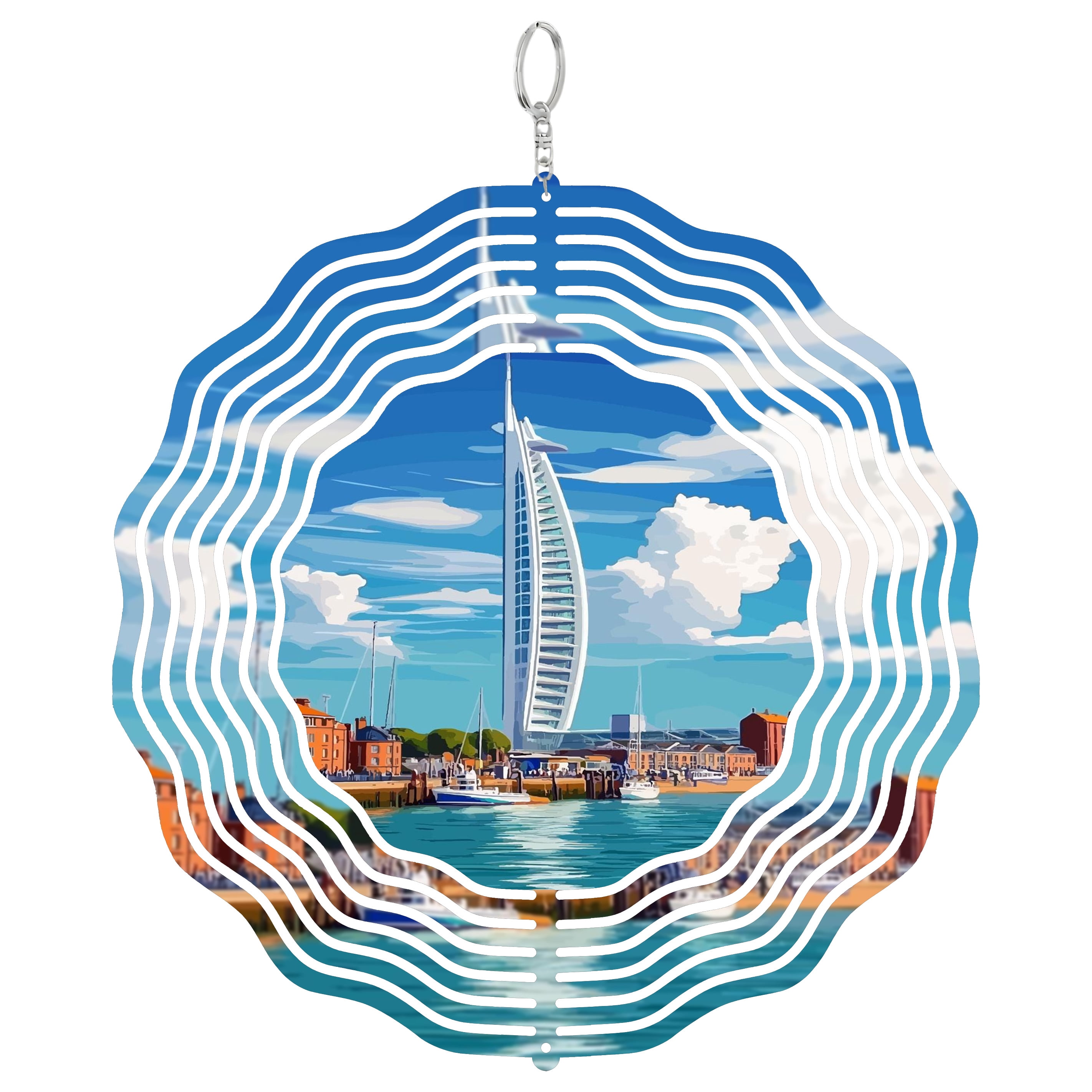 Portsmouth Harbor UK Landscape 3D Wind Spinner Metal Kinetic Yard Art ...