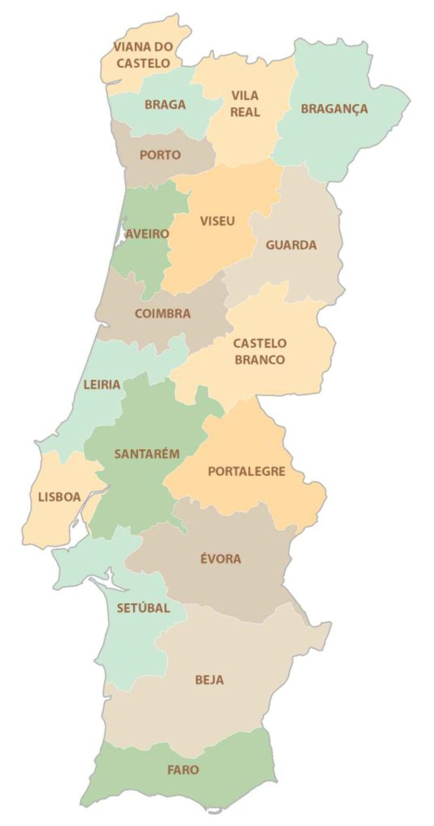 Portugal Districts Provinces Map GLOSSY POSTER PICTURE PHOTO PRINT ...