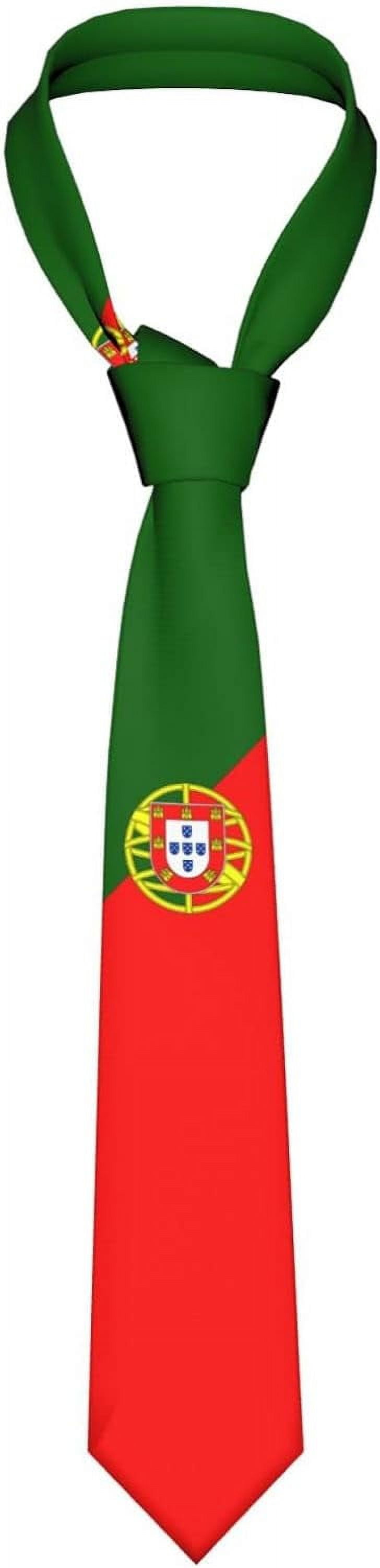Portugal Flag Emblem Striped Necktie Men Neck Ties Mens Party Business ...