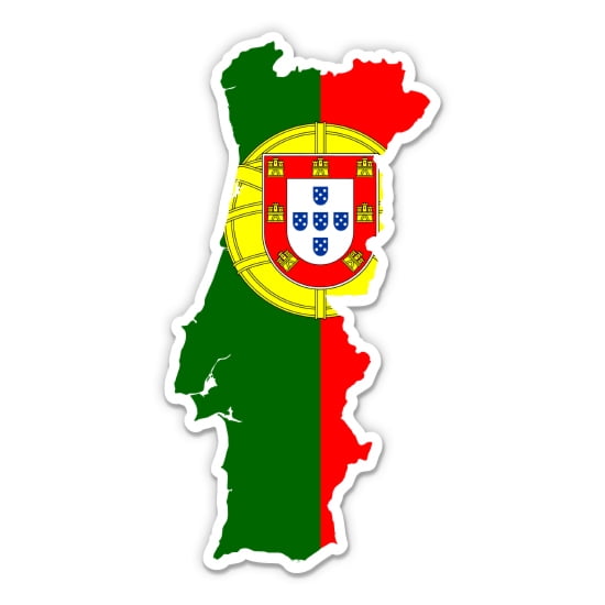Portugal Flag Portugese Country Shape - 3" Vinyl Sticker - For Car ...