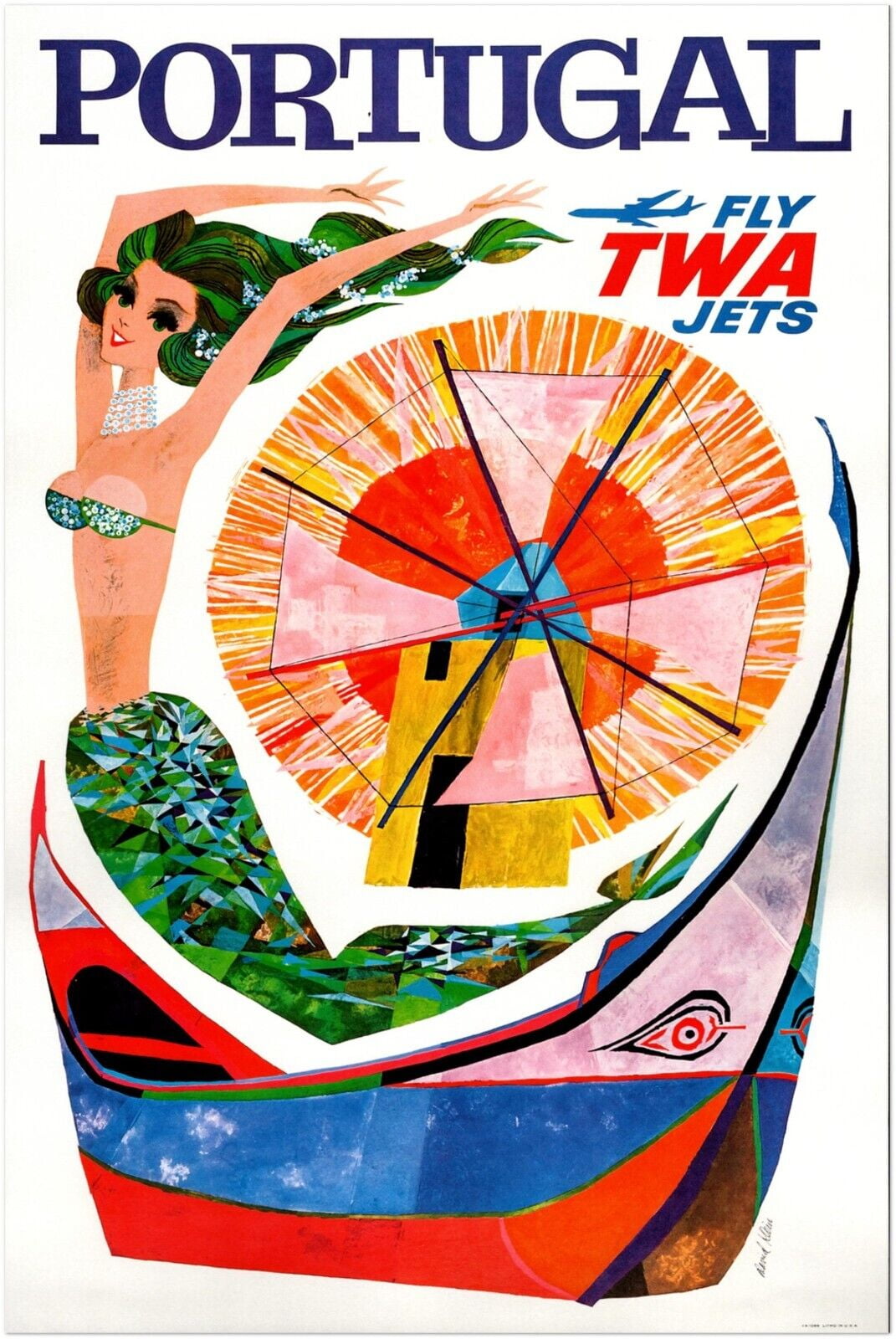 Portugal - Fly TWA - Vintage Airline Travel Poster Travel Posters ...