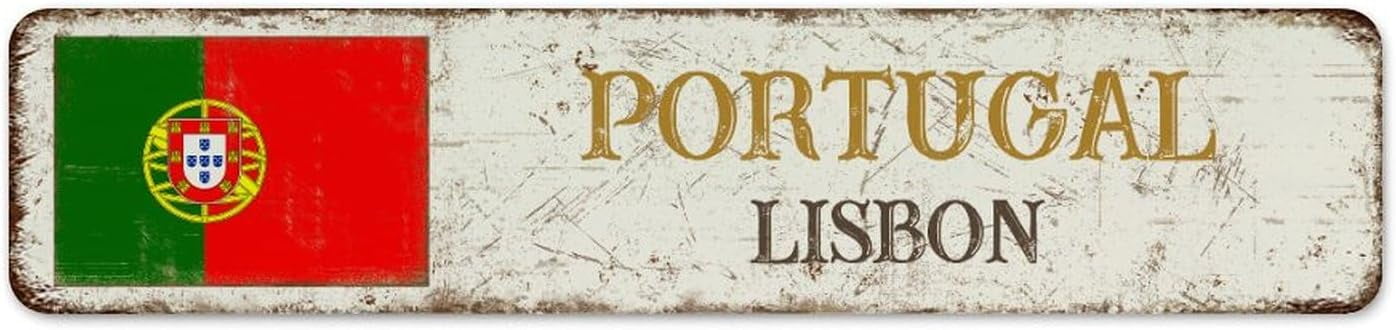 Portugal-Lisbon Rustic Metal Sign Farmhouse Front Door Signs National ...