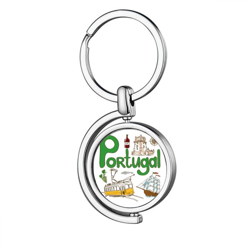 Portugal National symbol Landmark Pattern Rotating Keychain Metal ...