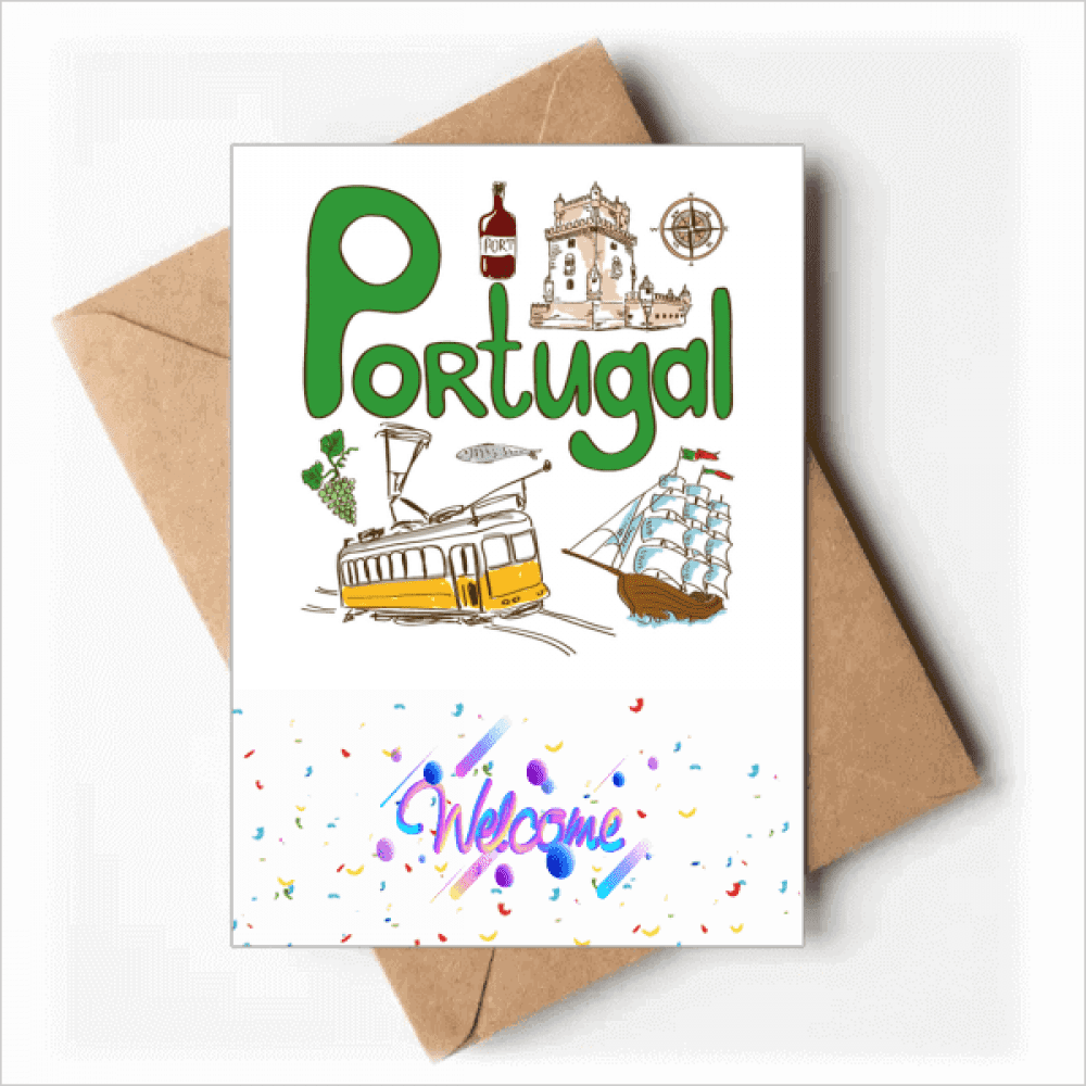 Portugal National symbol Landmark Pattern Welcome Back Greeting Cards ...