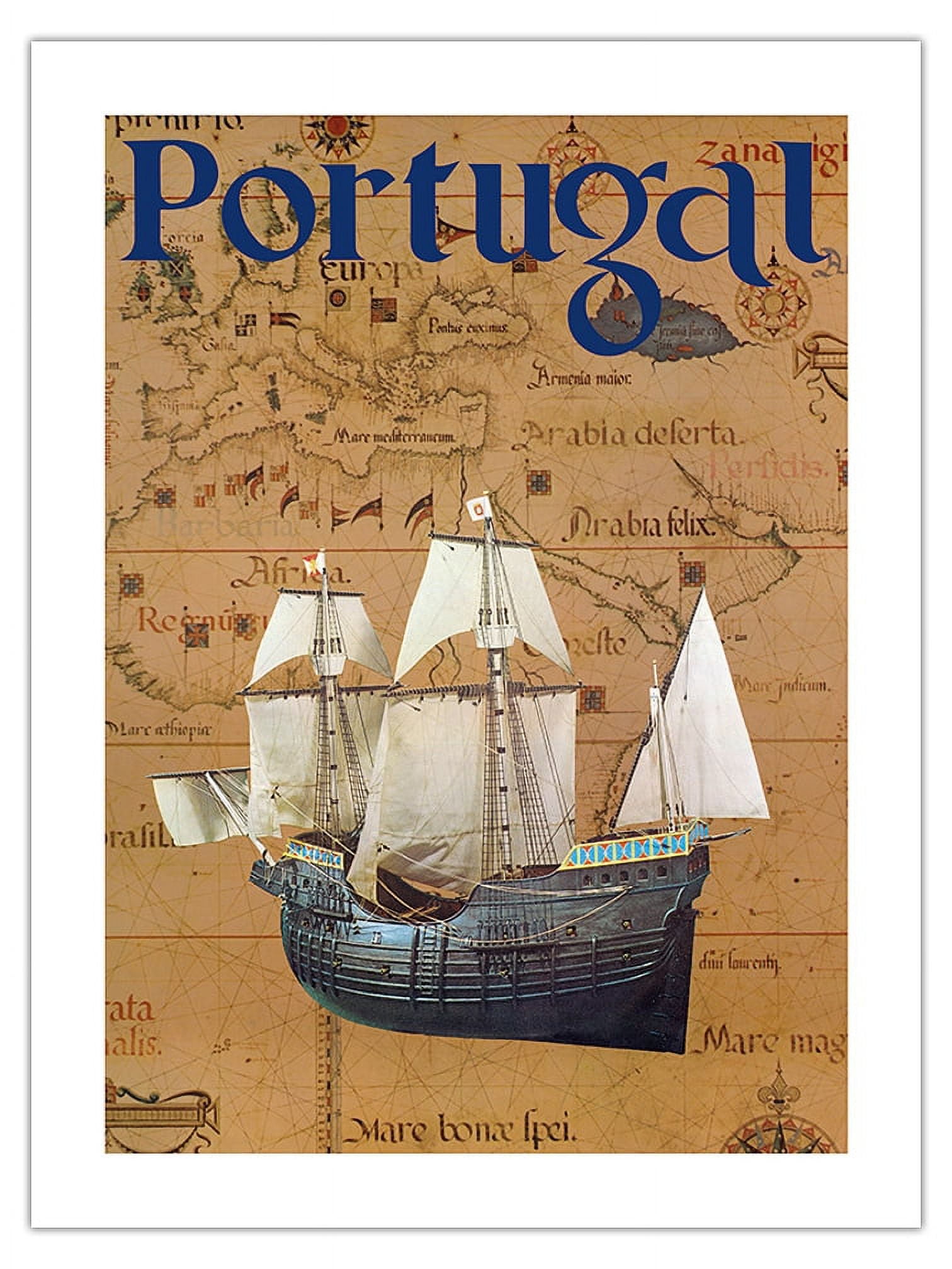 Portugal - Portuguese Caravel Ship - Vintage Travel Poster c.1969 ...