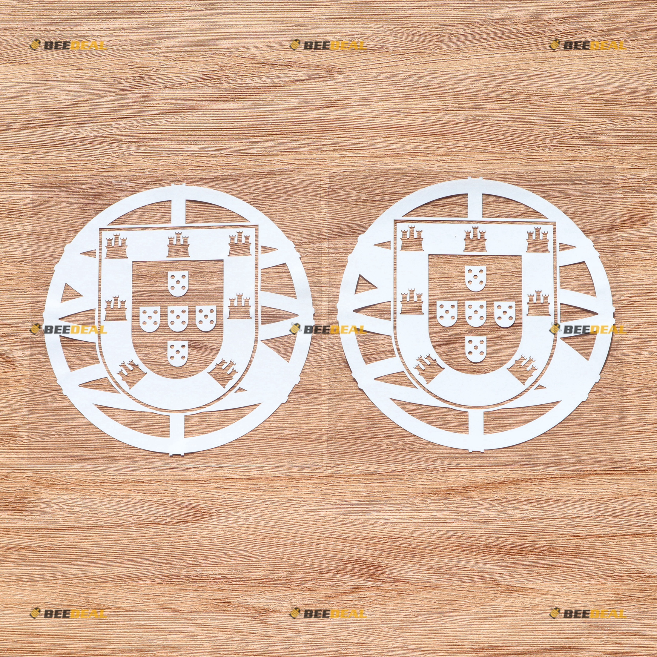 Portugal Portuguese Flag Seal Vinyl Decal Sticker - 2 Pack White, 6 ...