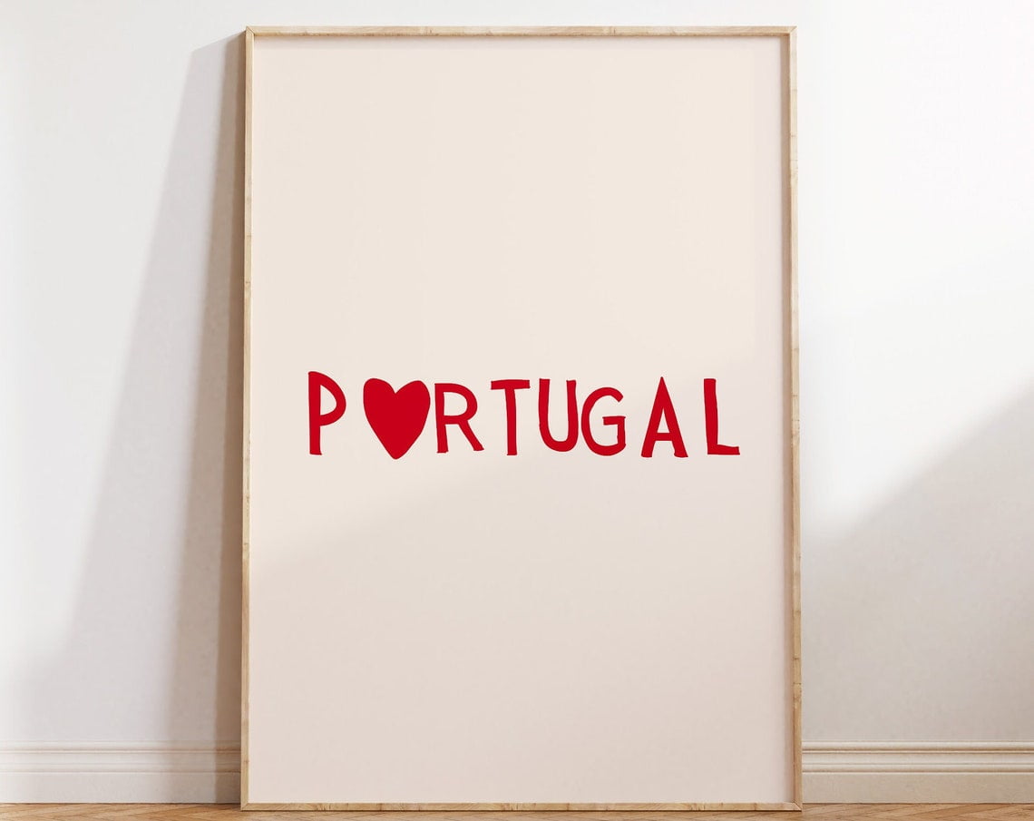 Portugal Print Cute Heart Poster Portugal Poster European Wall Art ...