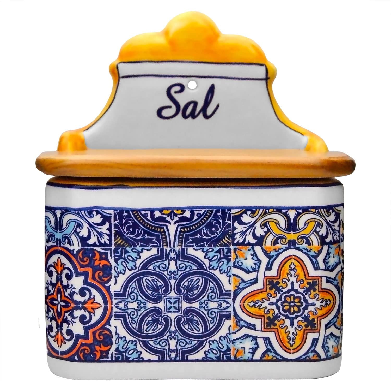 Portuguese Pottery Alcobaça Ceramic Decorative Salt Cellar with Lid for ...